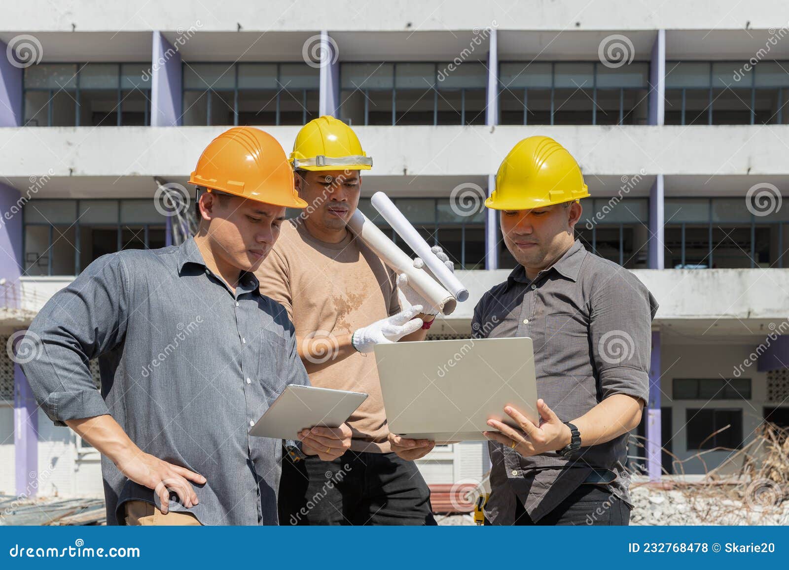 Demolition Control Supervisor and Contractor Discussing on Demolish ...