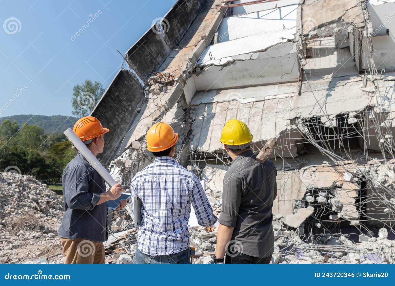 Demolition Control Supervisor and Contractor Discussing on Demolish ...