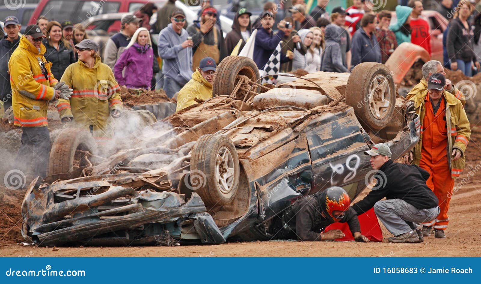 Demolition Derby Car Driver Escapes Editorial Stock Photo - Image of ...