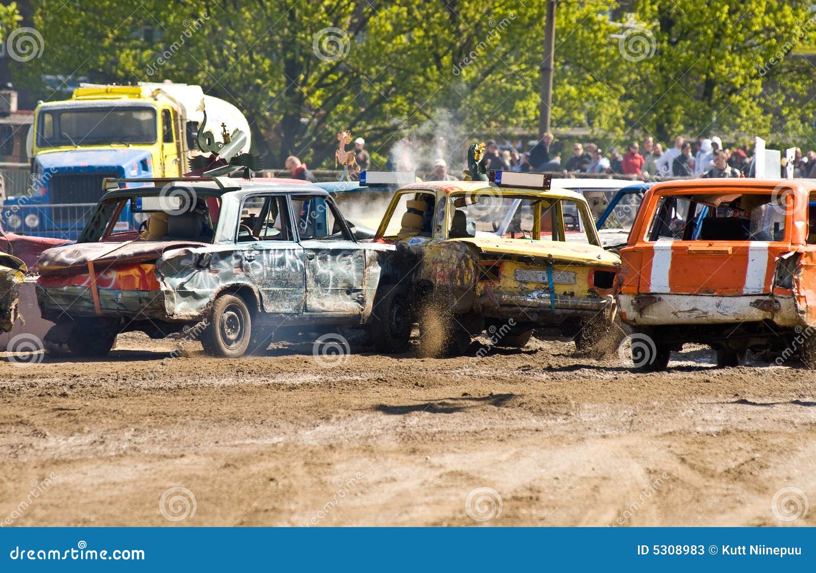 Demolition Derby Cars stock image. Image of smashed, dirt - 5308983
