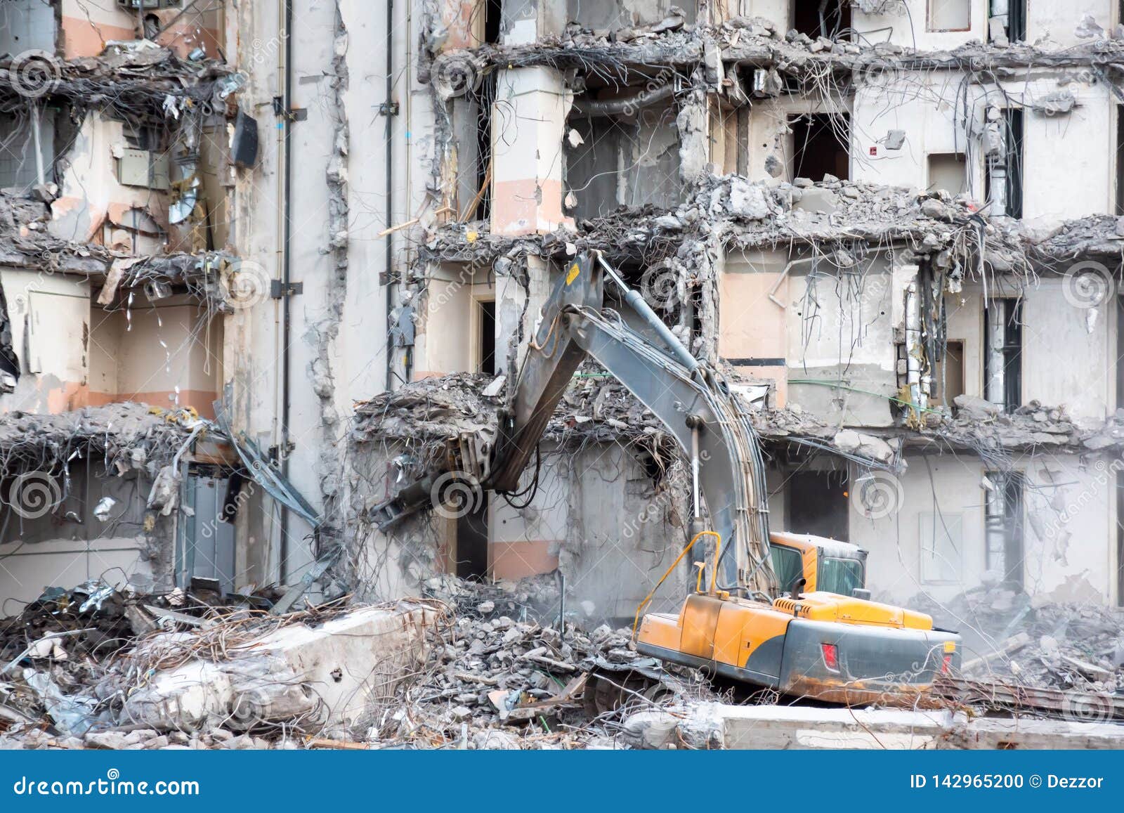 Demolition And Destruction Site Bricks Remains Of Building Material On ...