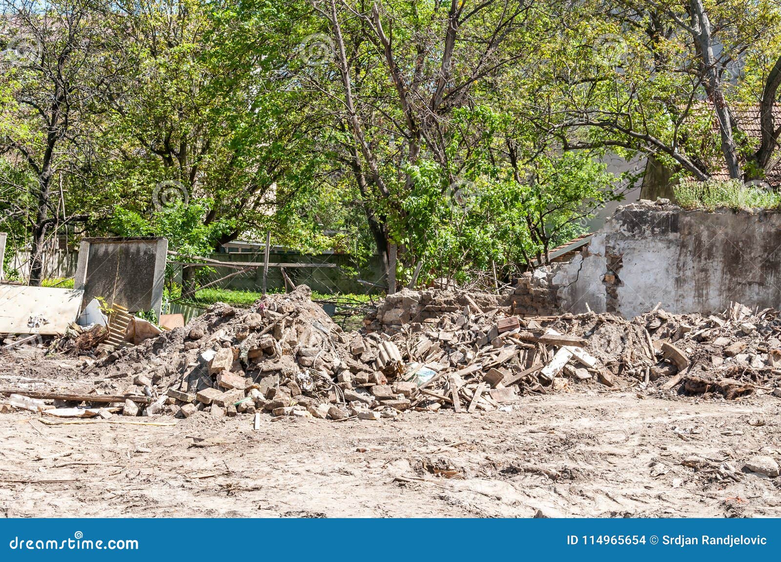 Demolition and Destruction Site Bricks Remains and Leftovers of ...