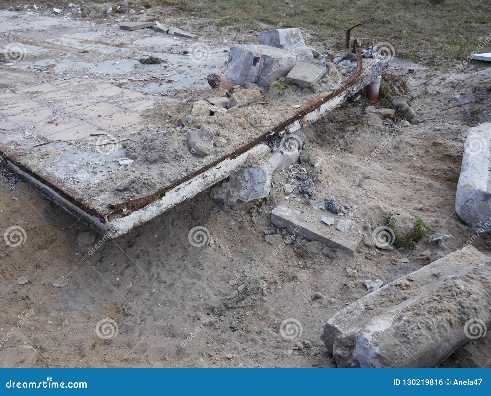 The Rubble, A Pile Of Smashed Cement Stacked Together Of Deteriorated ...