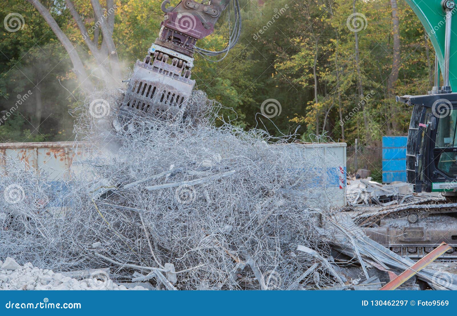 Demolition Excavator Rips Off a Building Stock Image - Image of ...