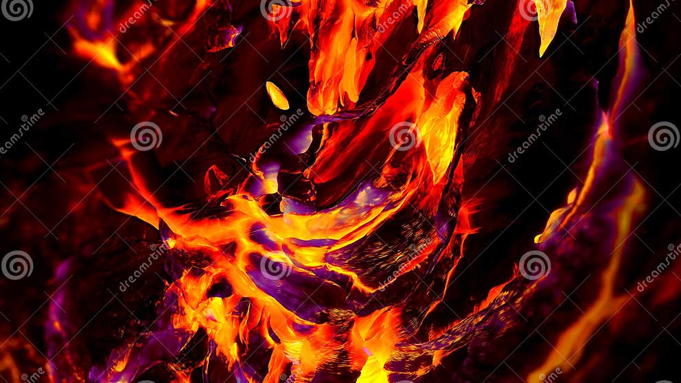 Demolition Fire Flames in Hell. Pit Full of Burning Fire Stock ...