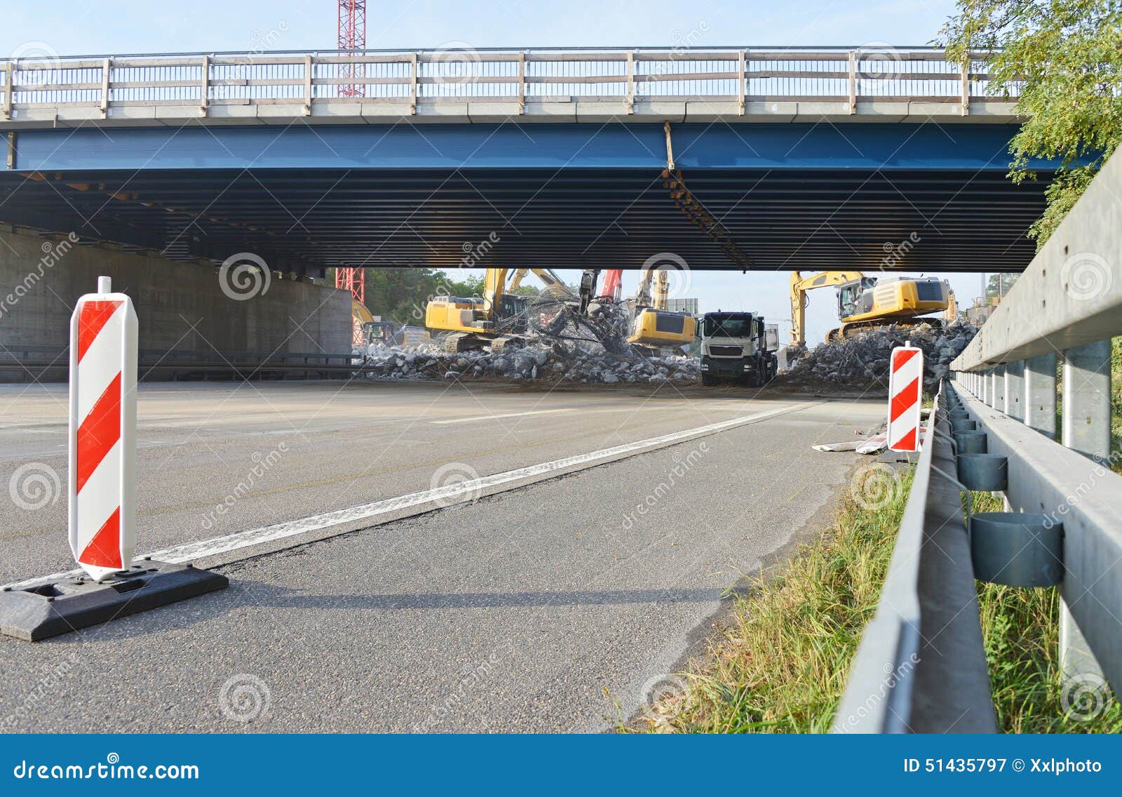 Demolition of Highway Bridge Stock Image - Image of excavators, guard ...