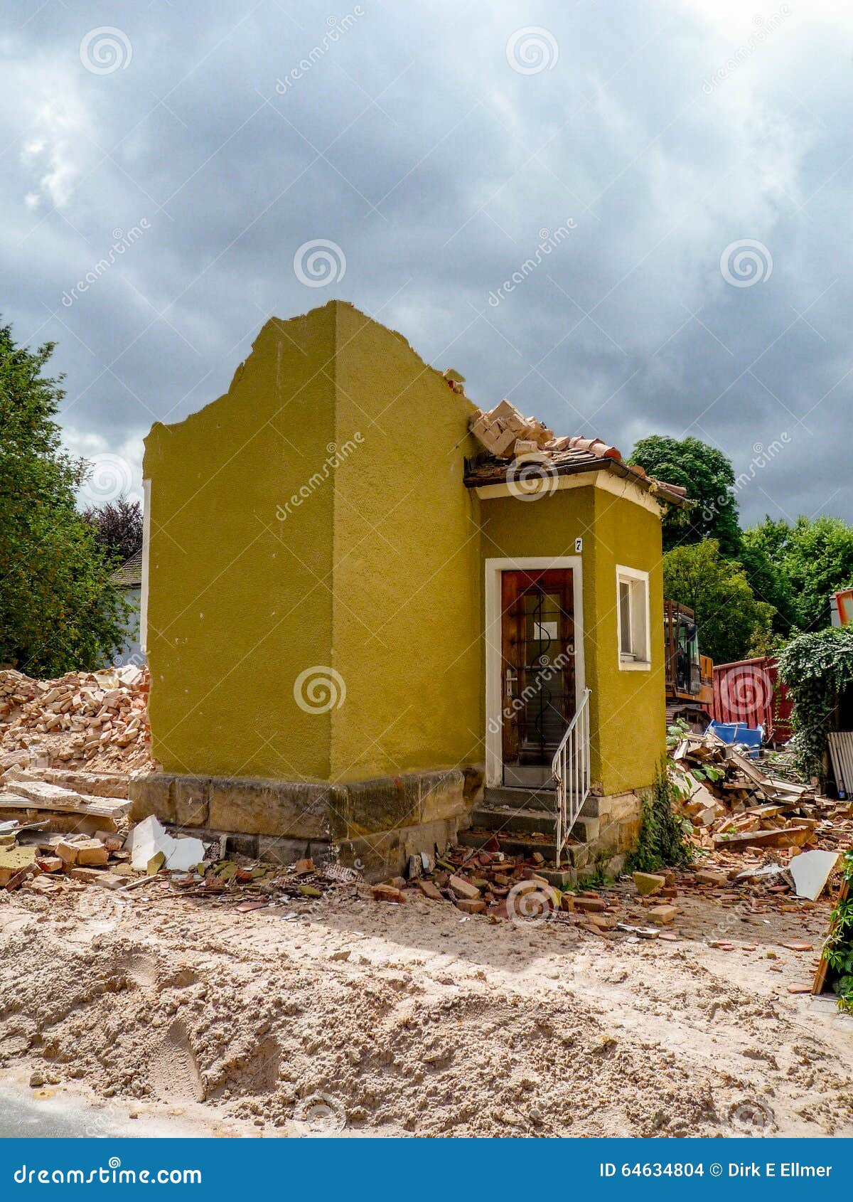 Demolition of a house stock photo. Image of destruction - 64634804