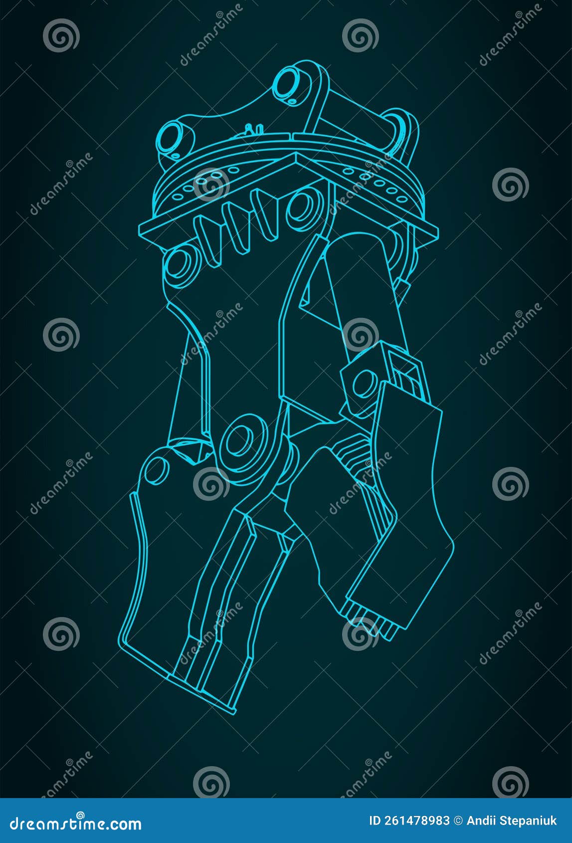 Demolition Hydraulic Scrap Shear Cutter Stock Vector - Illustration of ...