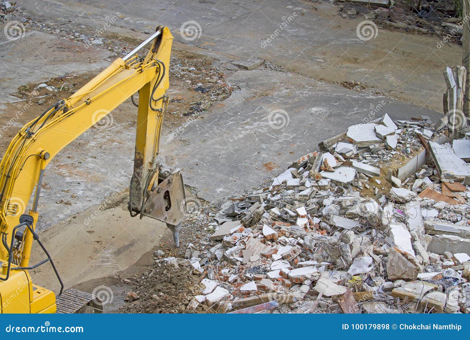 Demolition of an Industrial Building and Drill Concrete Machine Stock ...