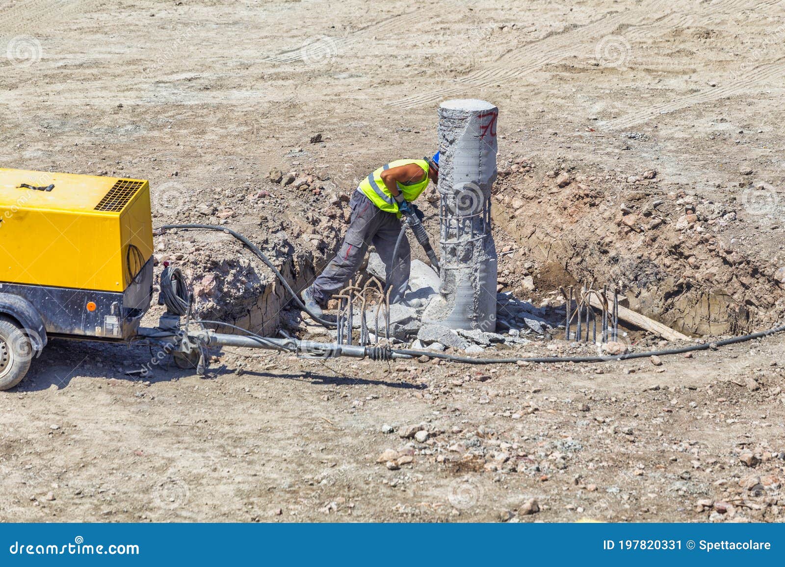 Demolition Jack Hammer Concrete Breaker in Action Stock Image - Image ...