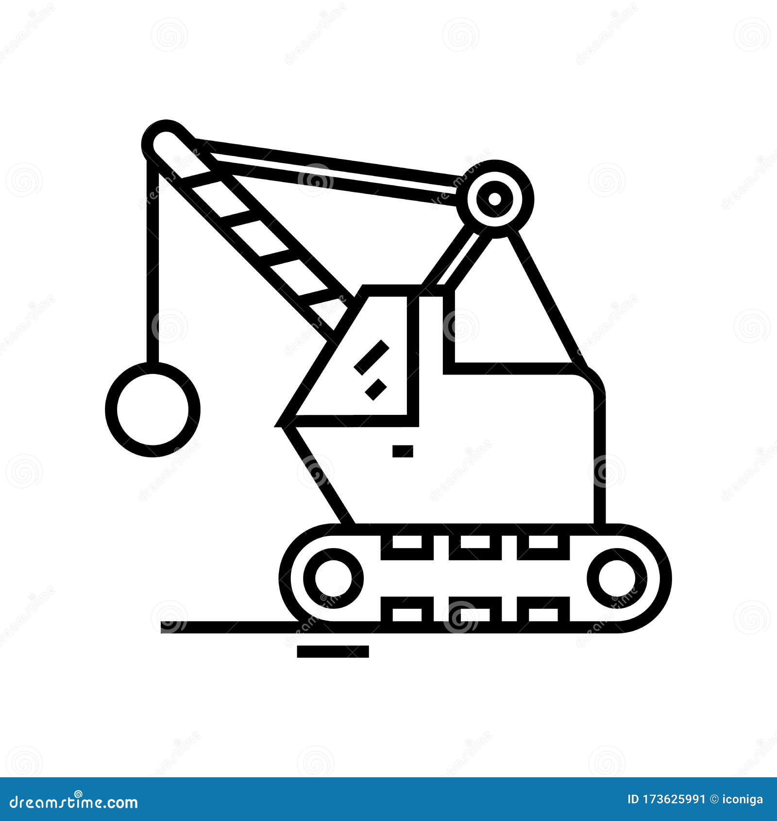 Demolition Machine Line Icon, Concept Sign, Outline Vector Illustration ...