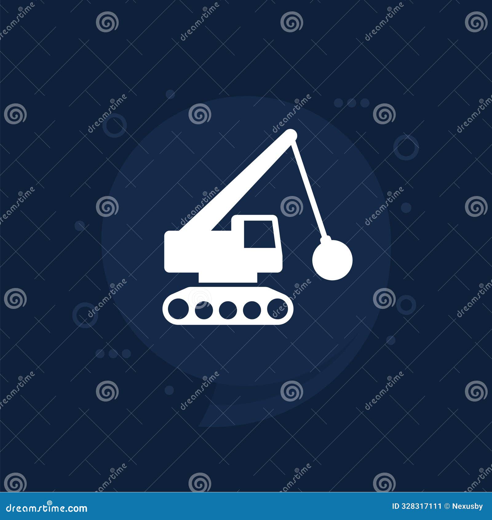 Demolition Machine with a Wrecking Ball Icon Stock Vector ...
