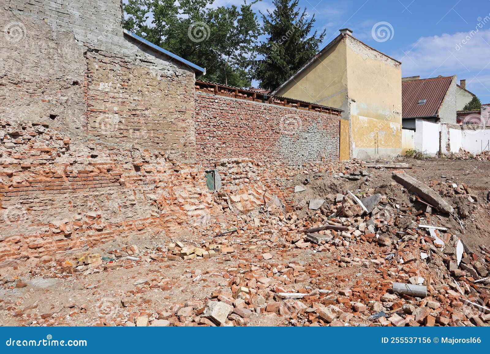 Demolition of an Old Brick House Stock Photo - Image of brick, europe ...