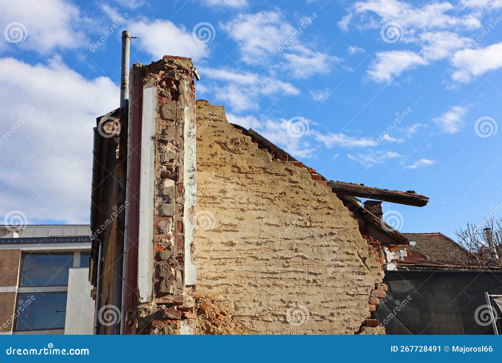 Demolition of an Old Brick House Stock Image - Image of union ...