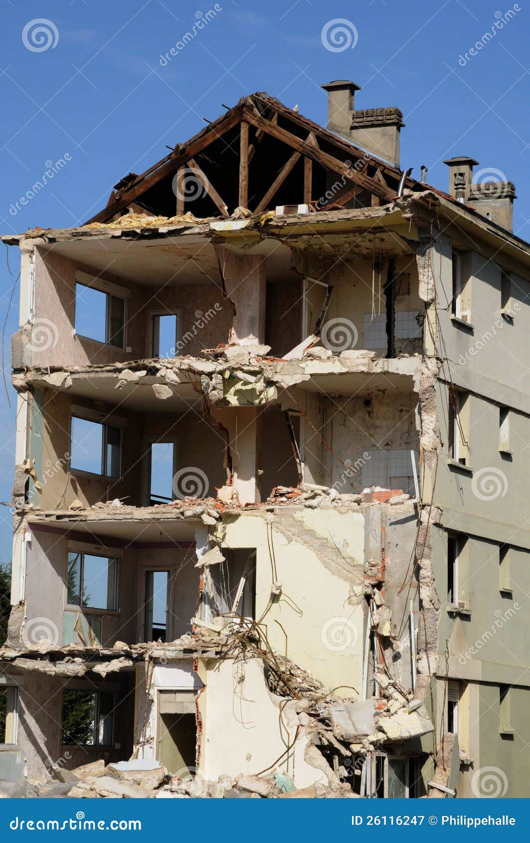 Demolition of an Old Building Stock Image - Image of building ...