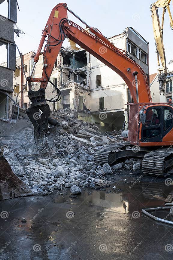 Demolition of an Old Building Stock Image - Image of construction ...