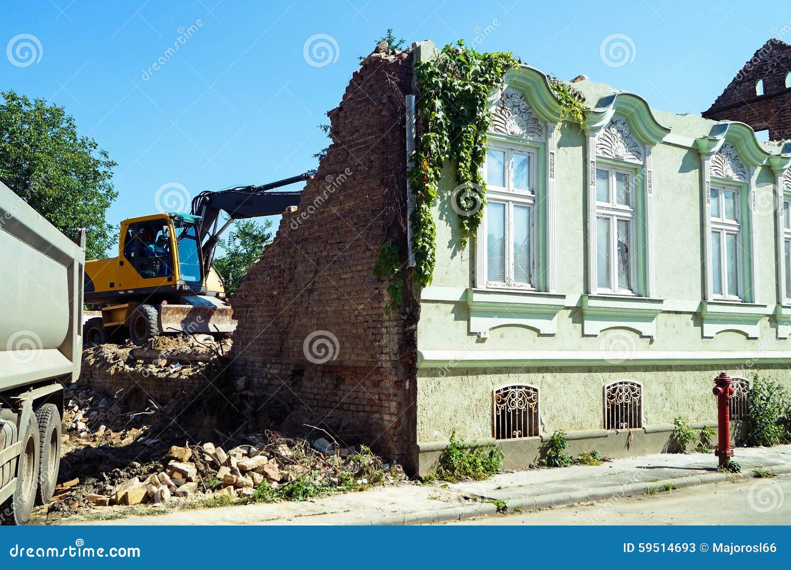 Demolition of an Old Building Stock Image - Image of activity, window ...