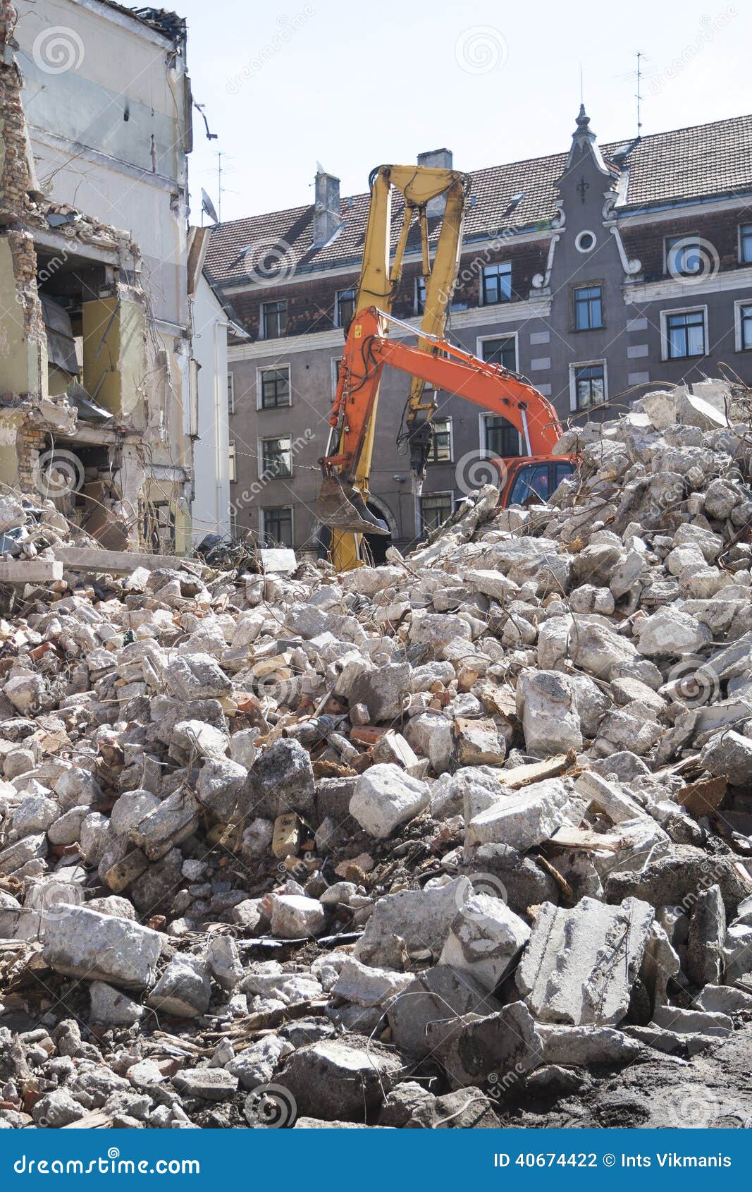 Demolition of an Old Building Stock Photo - Image of disassemble ...