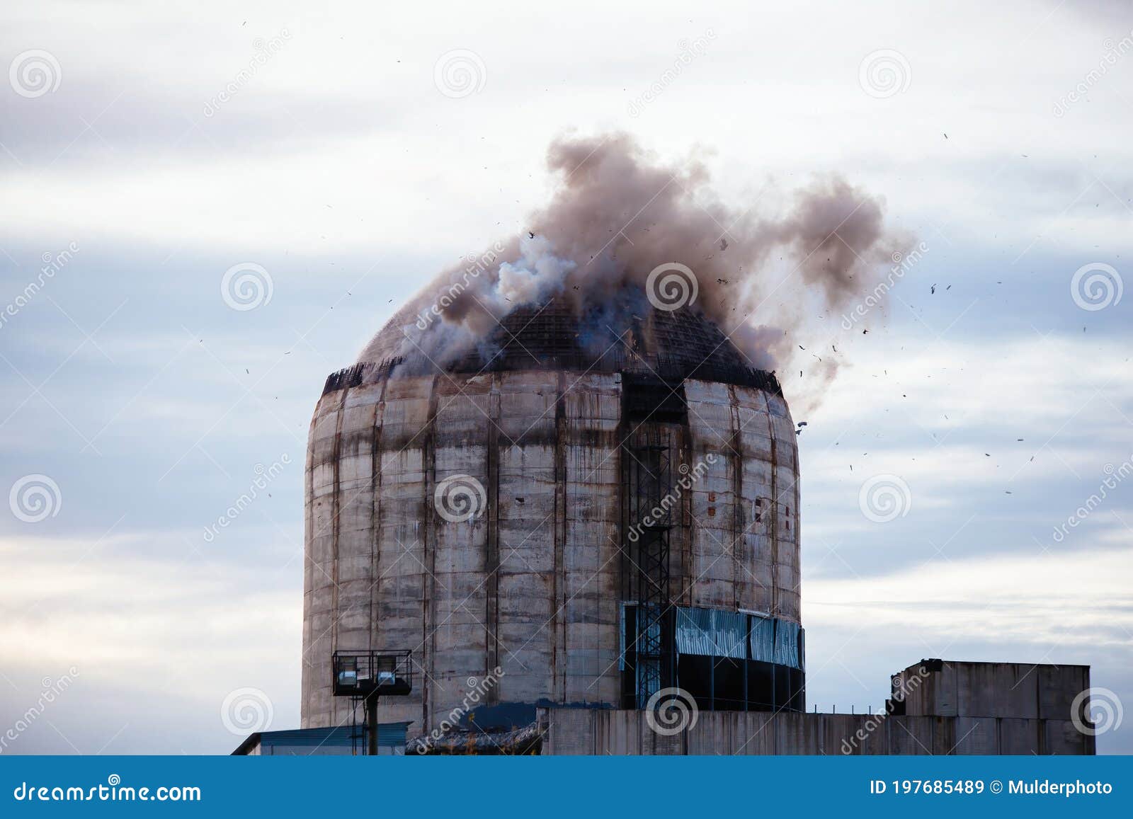 Demolition of Old Industrial Building by Exploding Dynamite Stock Image ...