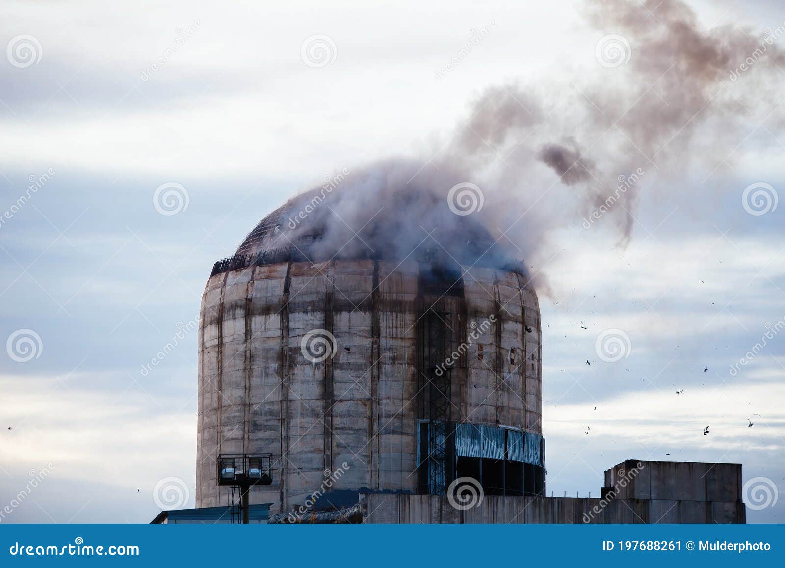 Demolition of Old Industrial Building by Exploding Dynamite Stock Image ...