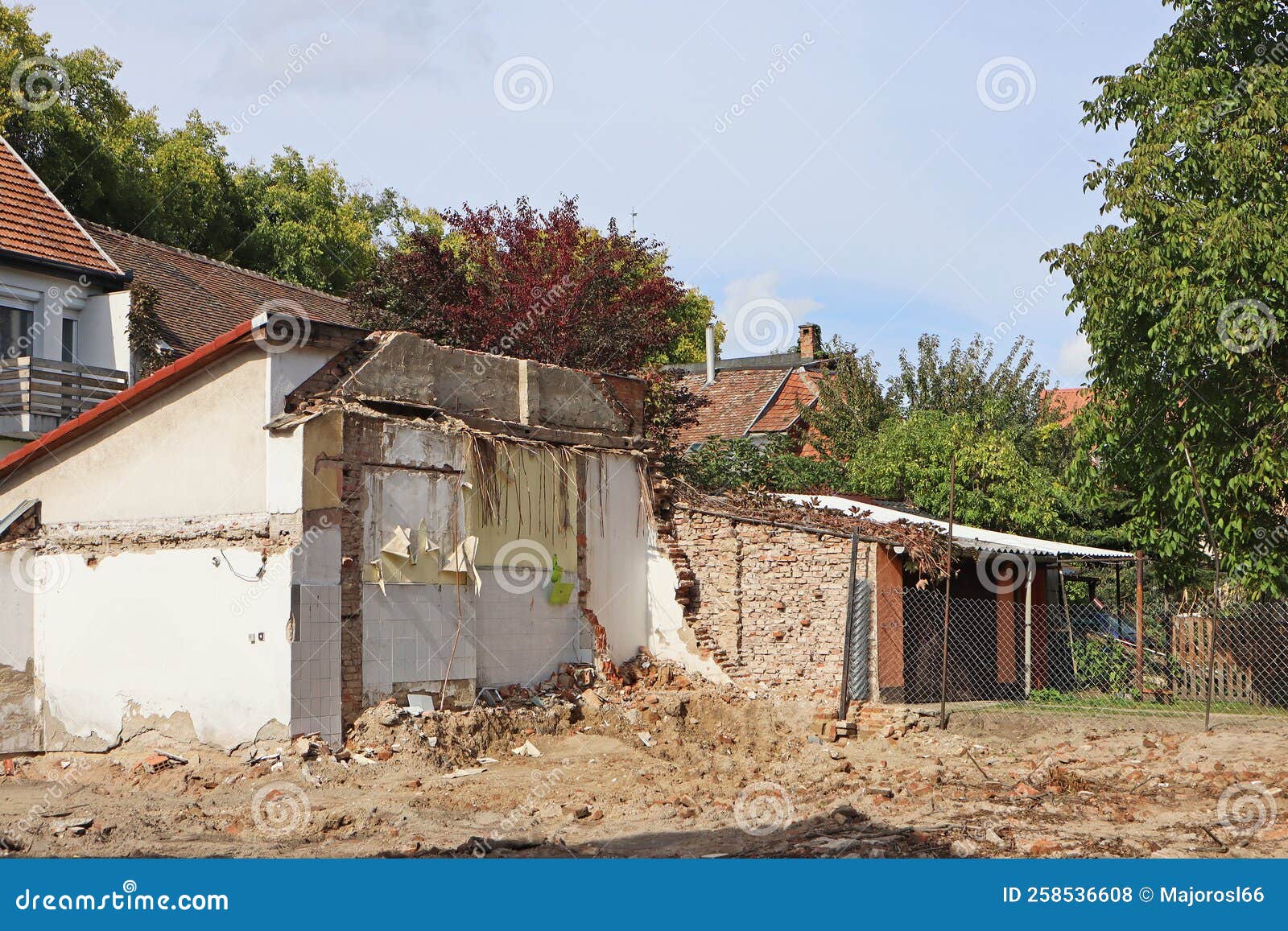 Demolition of an Old Ruined Building in the City Stock Photo - Image of ...