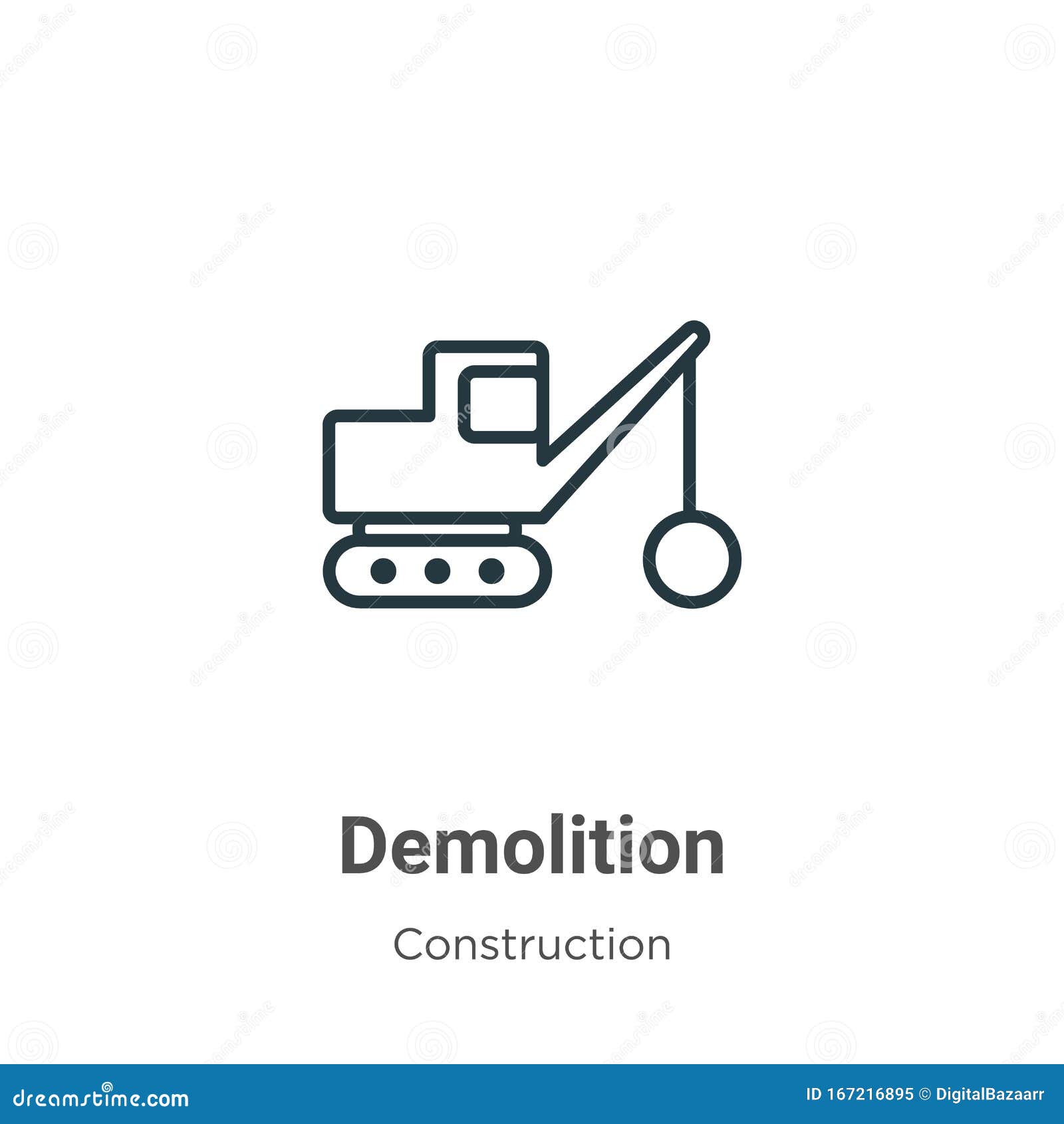 Demolition Outline Vector Icon. Thin Line Black Demolition Icon, Flat ...