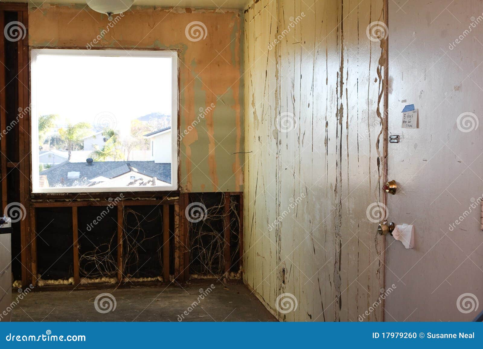 Demolition of Paneling Off Interior Wall Stock Photo - Image of glue ...