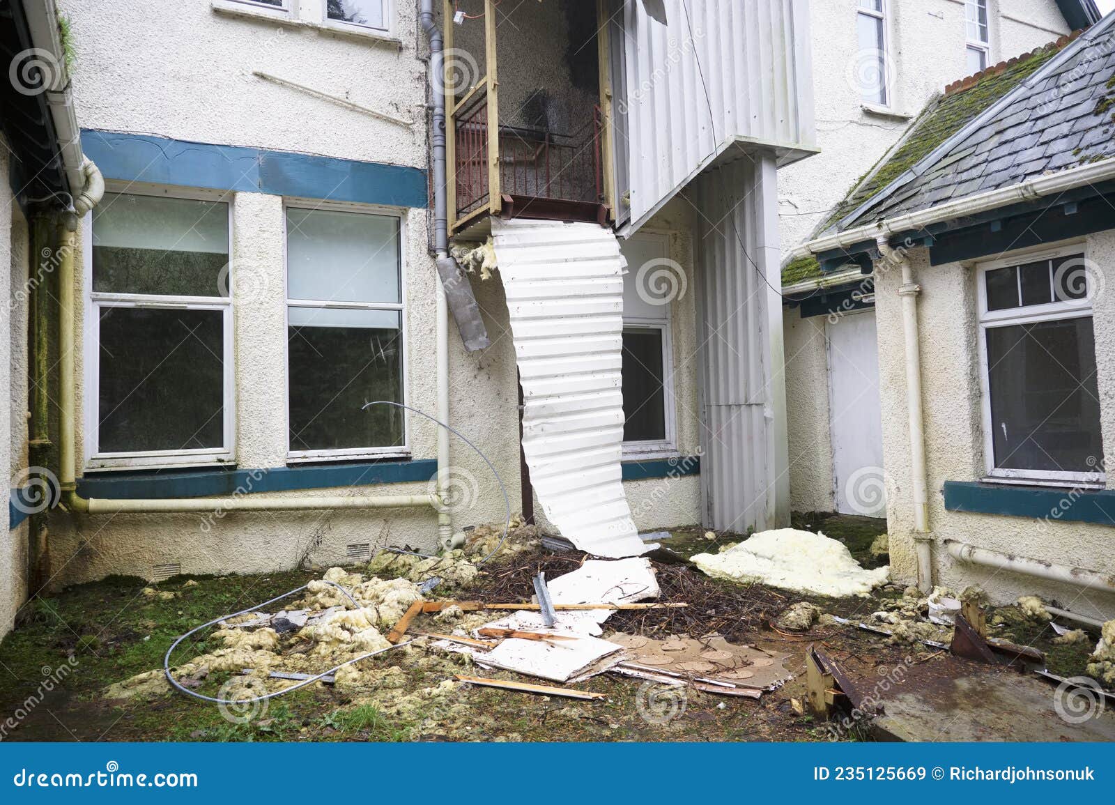 Demolition in Progress of Derelict House on Construction Building Site ...