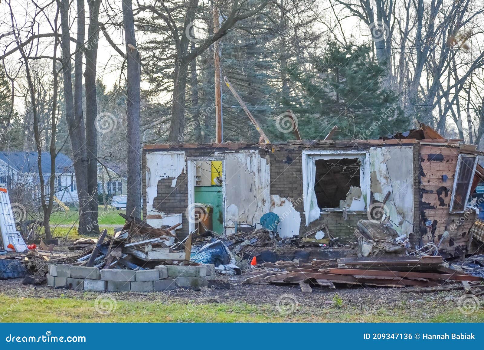 Demolition of a Shack Tear Down Stock Photo - Image of process, lumber ...