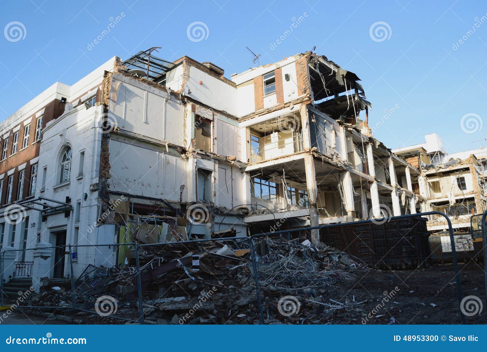 Demolition site stock photo. Image of town, blue, london - 48953300