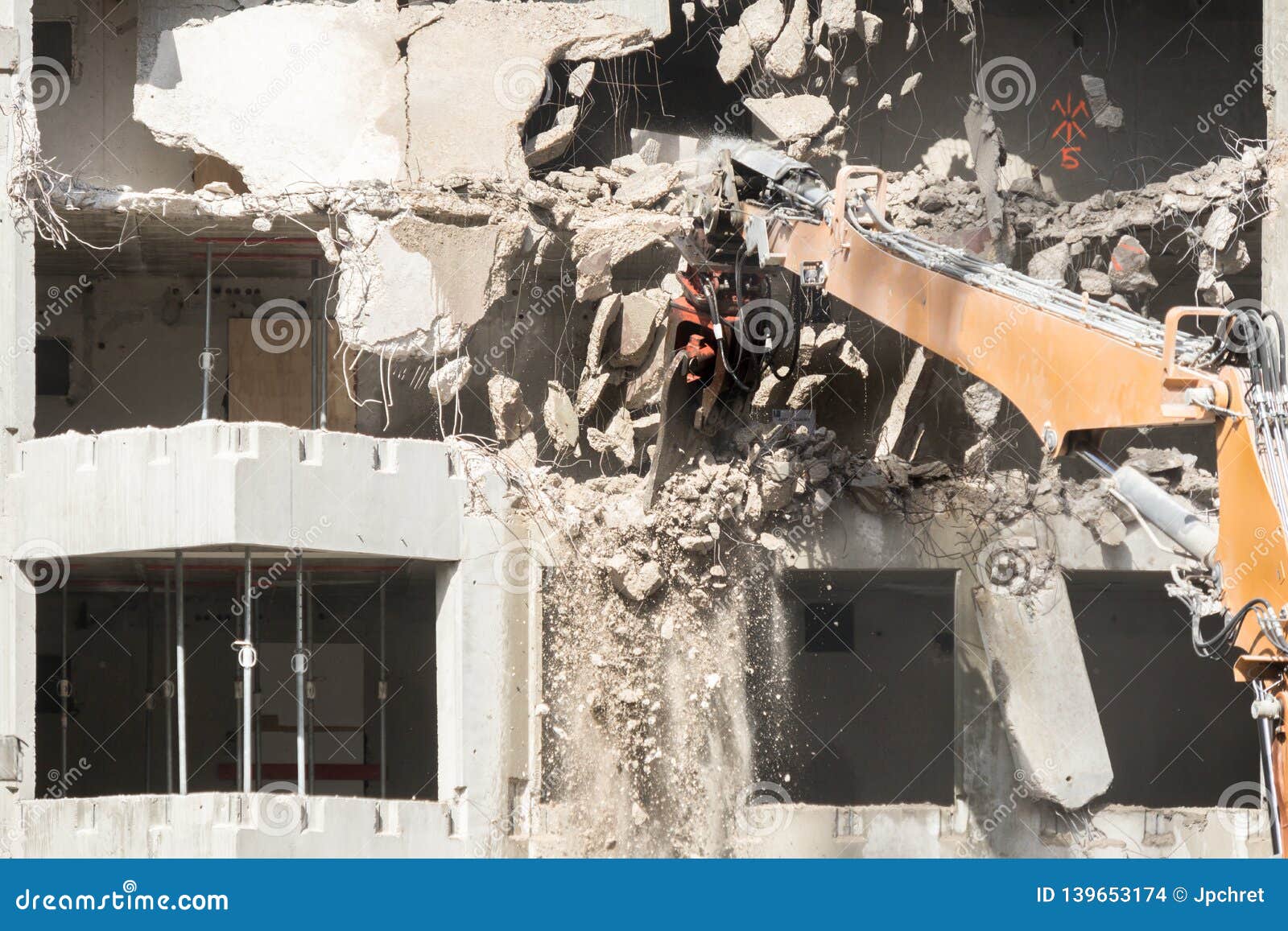 Demolition Site of a Large Building Stock Photo - Image of lorry ...