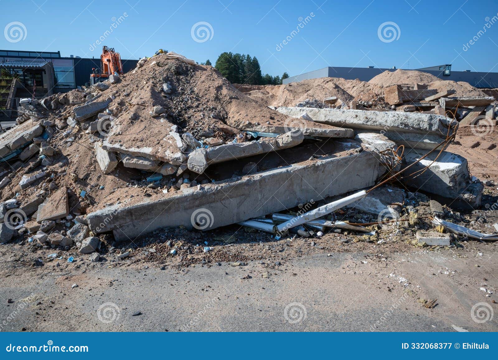 Demolition Site Material Pile Outdoors Stock Image - Image of grey ...