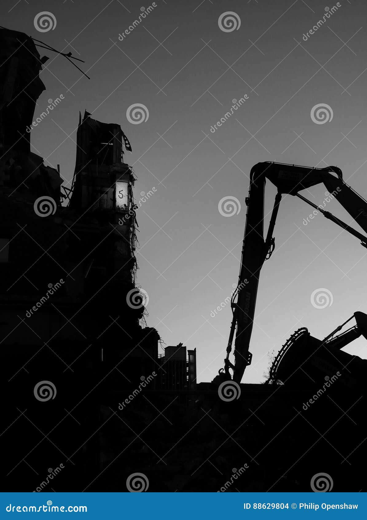 Demolition site at night stock photo. Image of concrete - 88629804