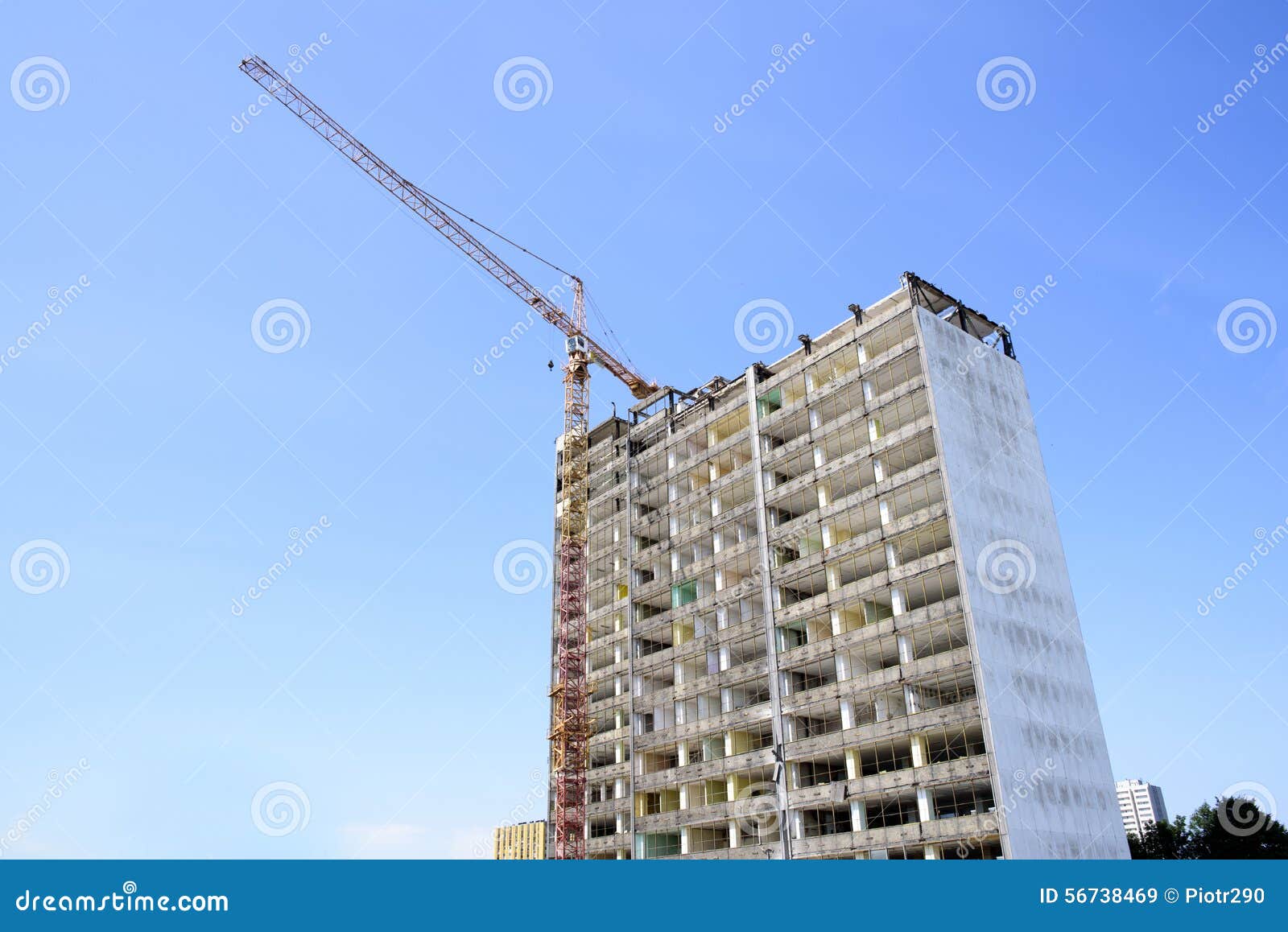 Demolition of a Skyscraper with a High Crane Stock Image - Image of ...