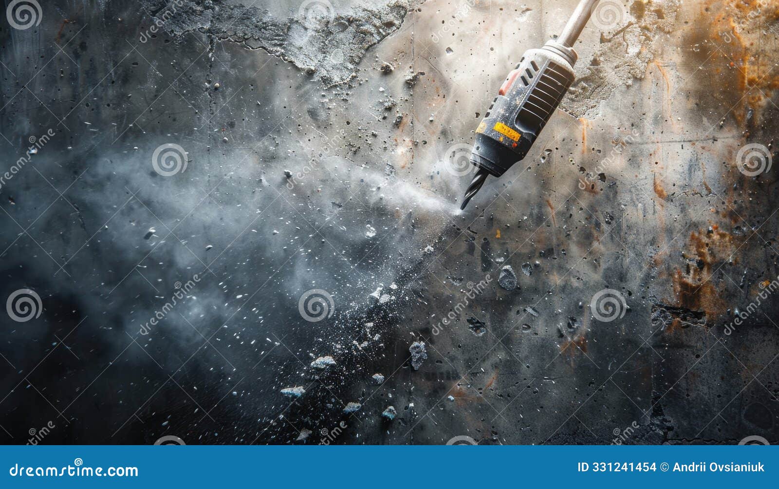 Demolition Tool Breaking Concrete Wall at Construction Site in Daylight ...