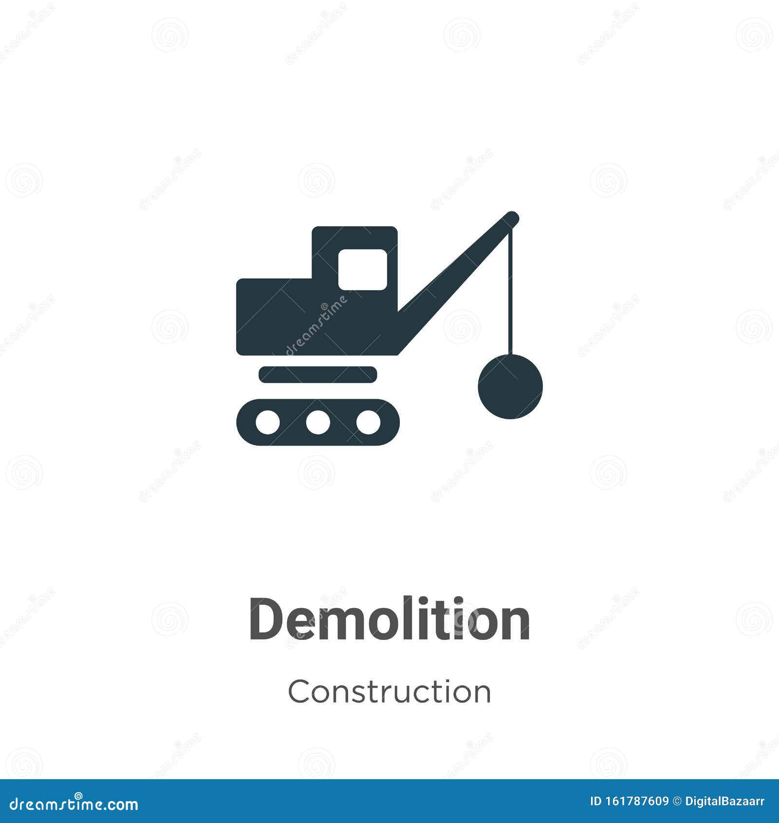 Demolition Vector Icon on White Background. Flat Vector Demolition Icon ...