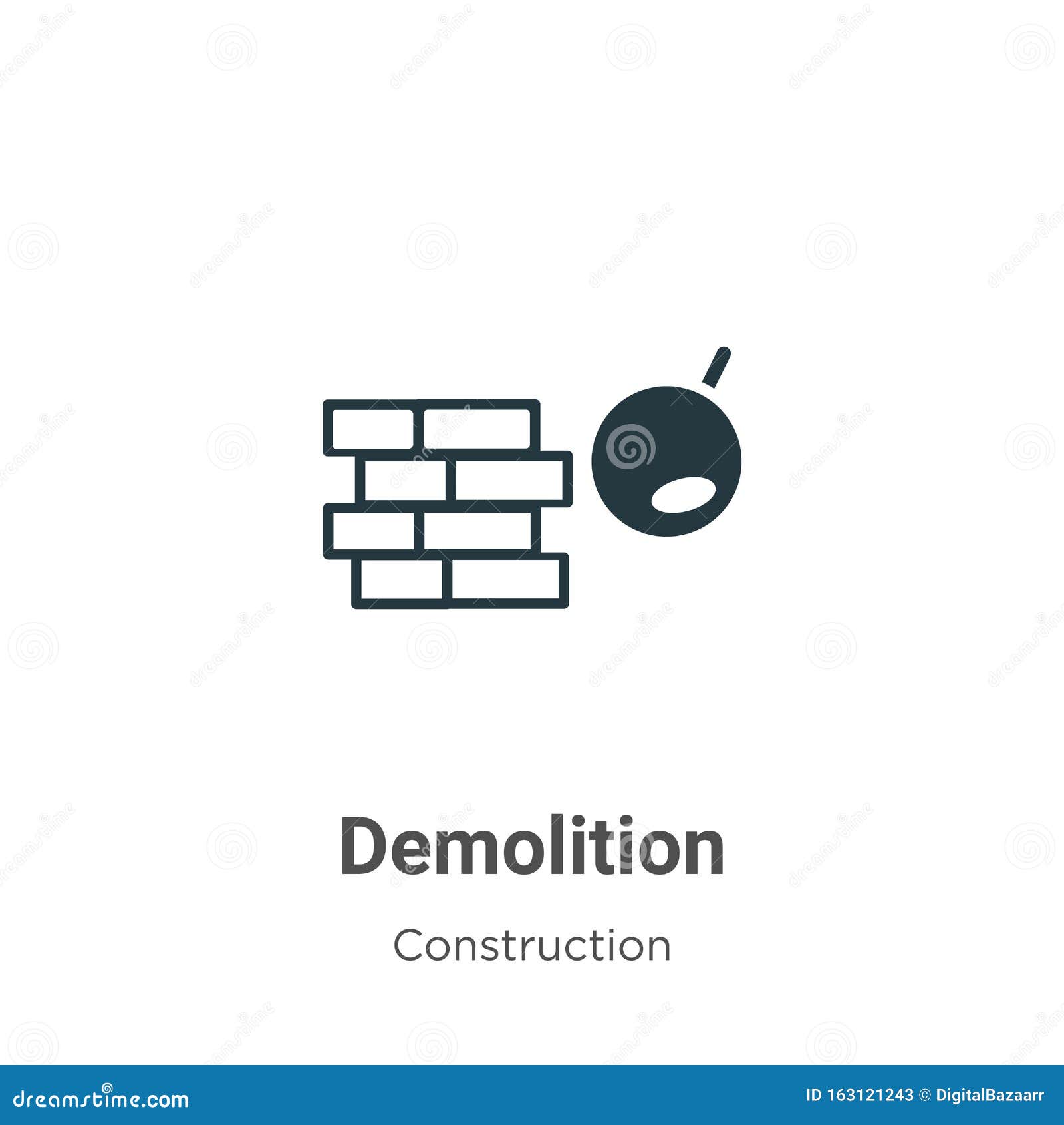 Demolition Vector Icon on White Background. Flat Vector Demolition Icon ...