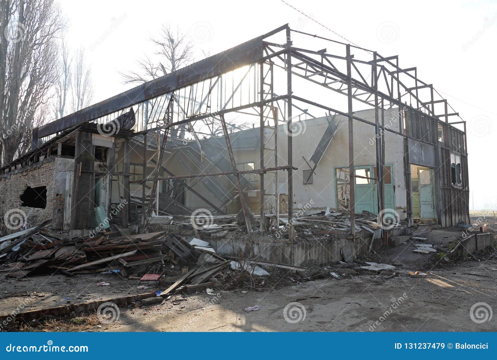 Demolition Warehouse stock image. Image of steel, ruined - 131237479