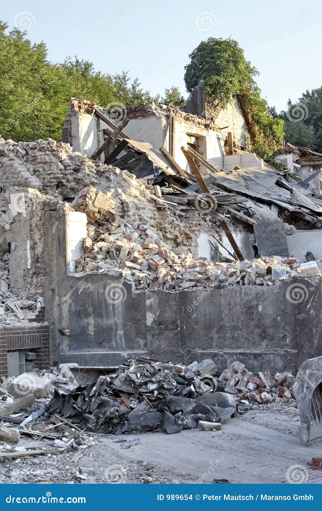 Demolition Work: A Huge Pile Of Building Rubble And Demolition ...