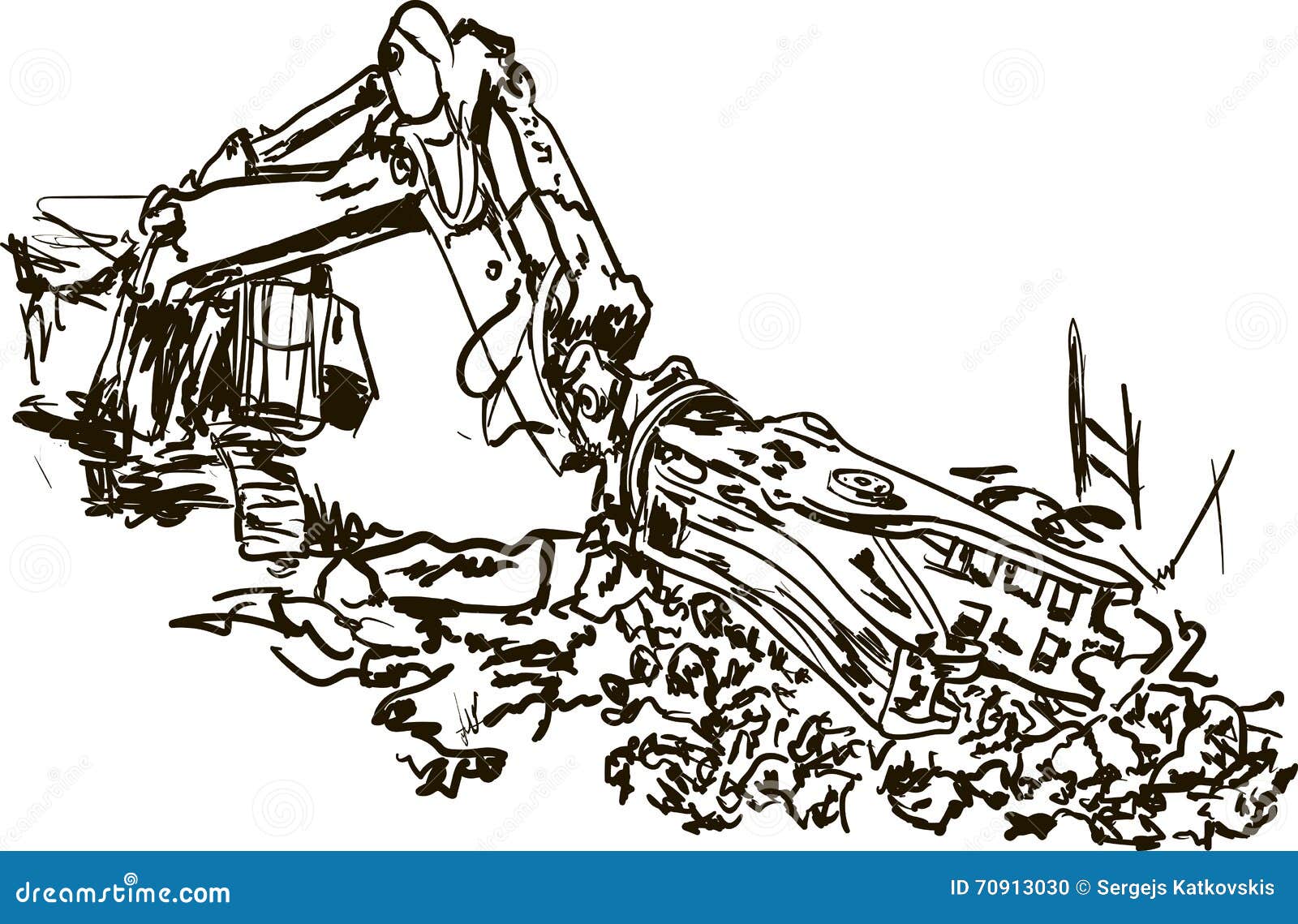 Demolition work stock illustration. Illustration of machinery - 70913030