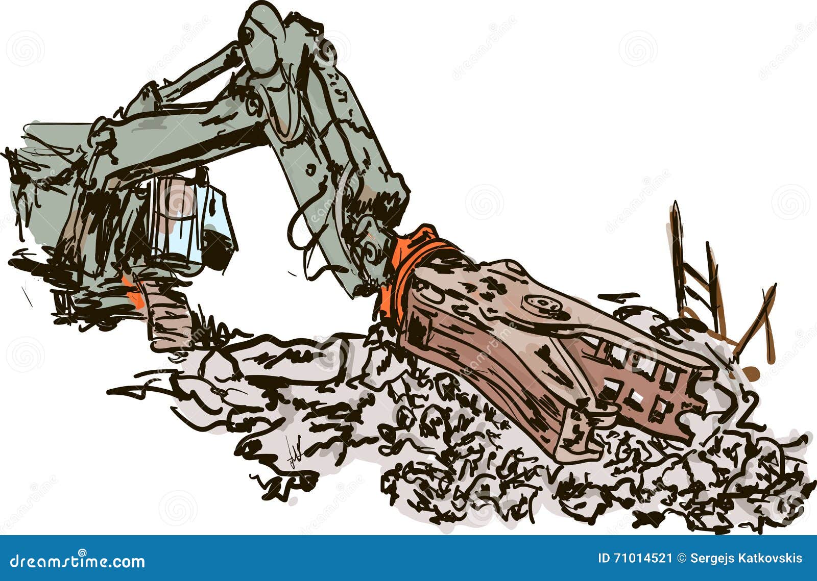 Demolition work stock illustration. Illustration of building - 71014521