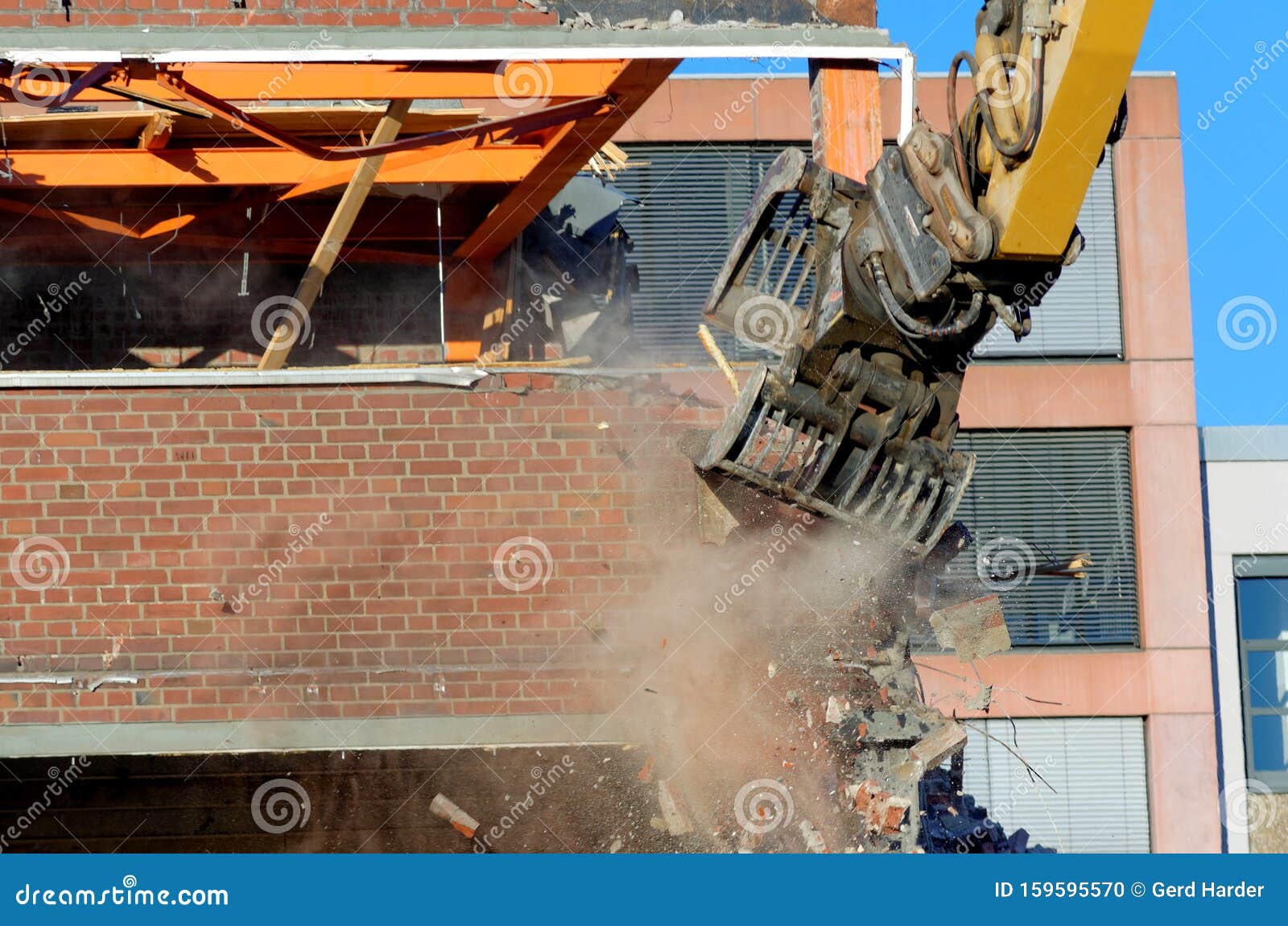 Demolition Work with an Excavator Stock Photo - Image of exterior ...