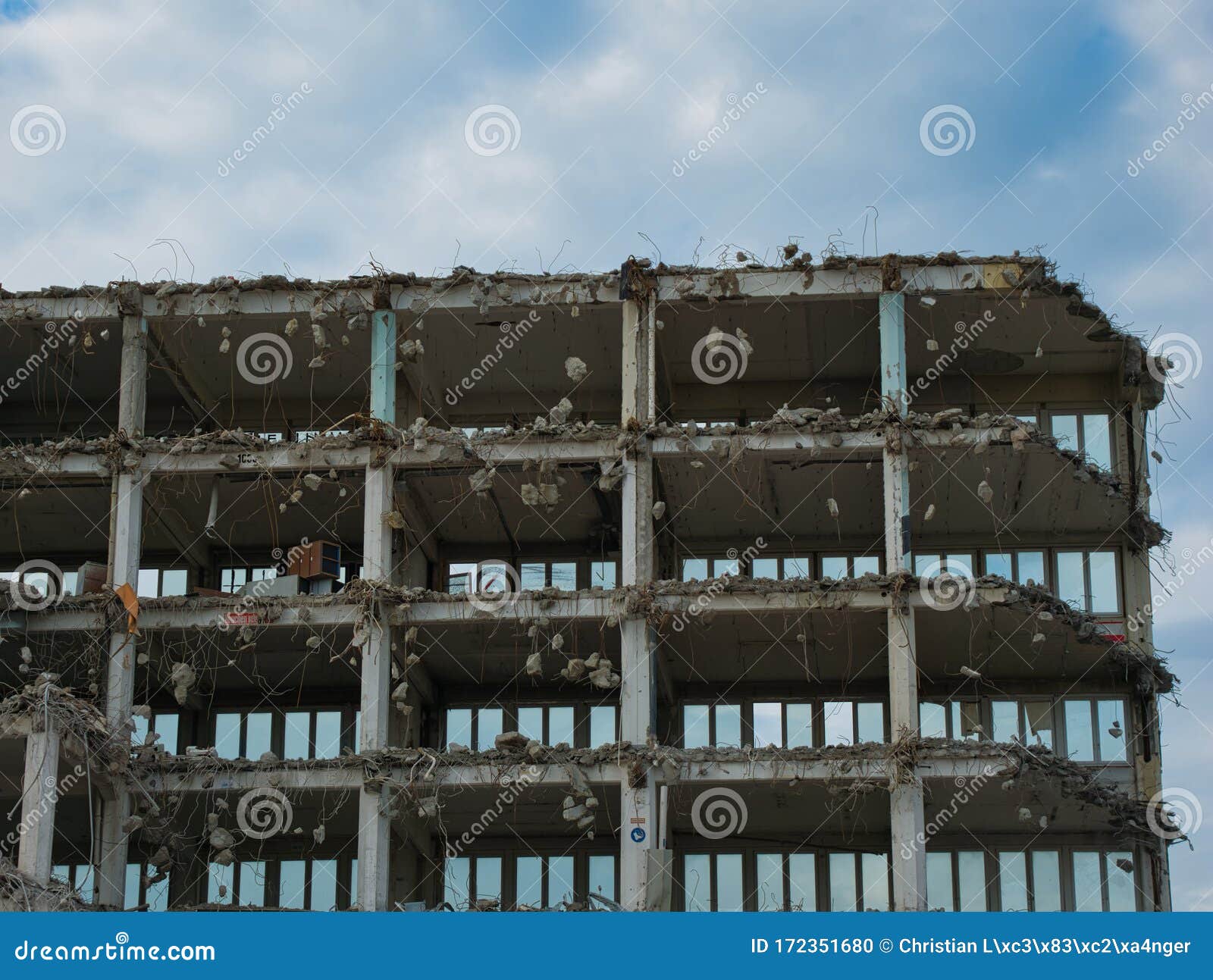 Demolition Of A Multi-storey Building. A Large Concrete House With ...