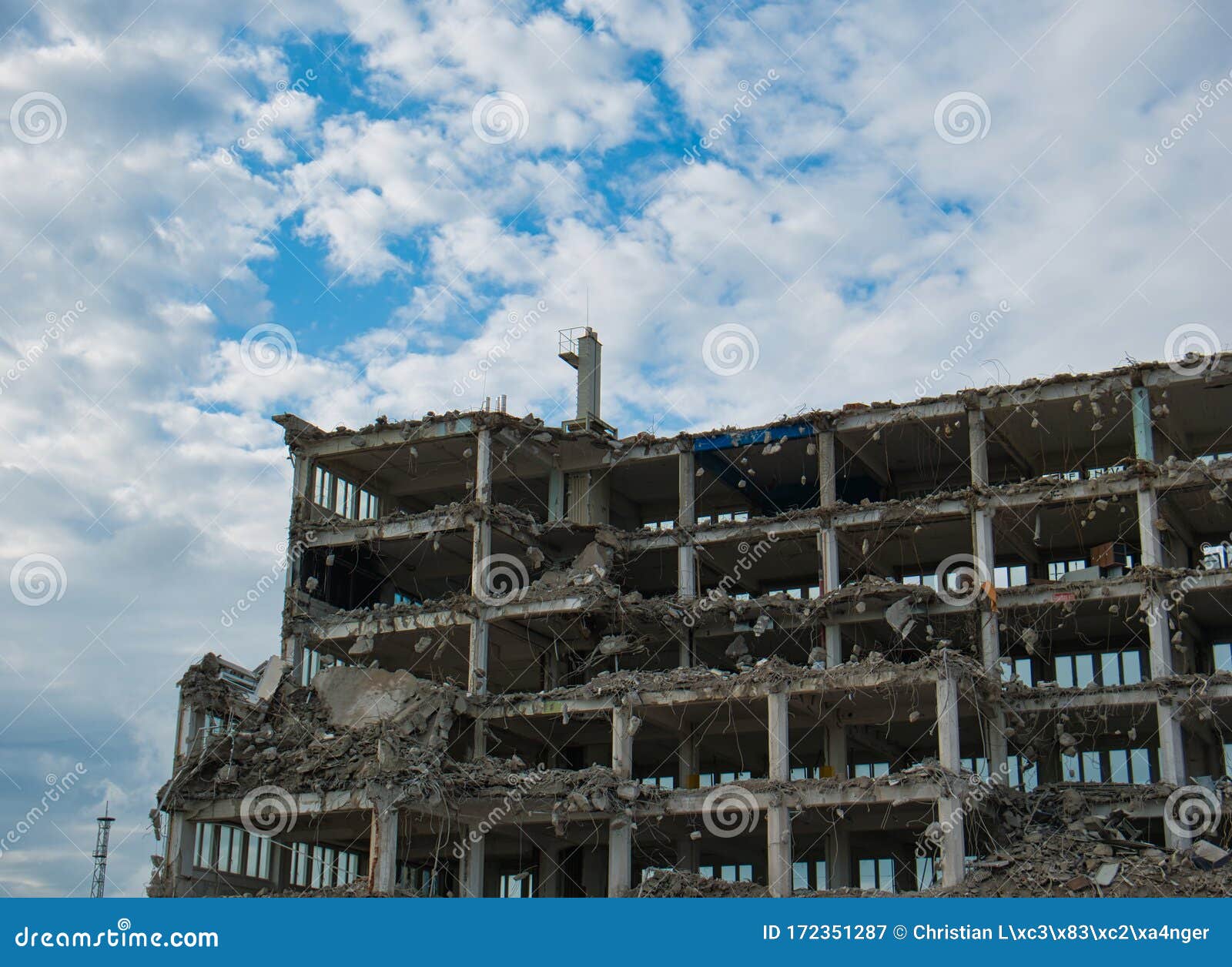 Demolition Of A Multi-storey Building. A Large Concrete House With ...