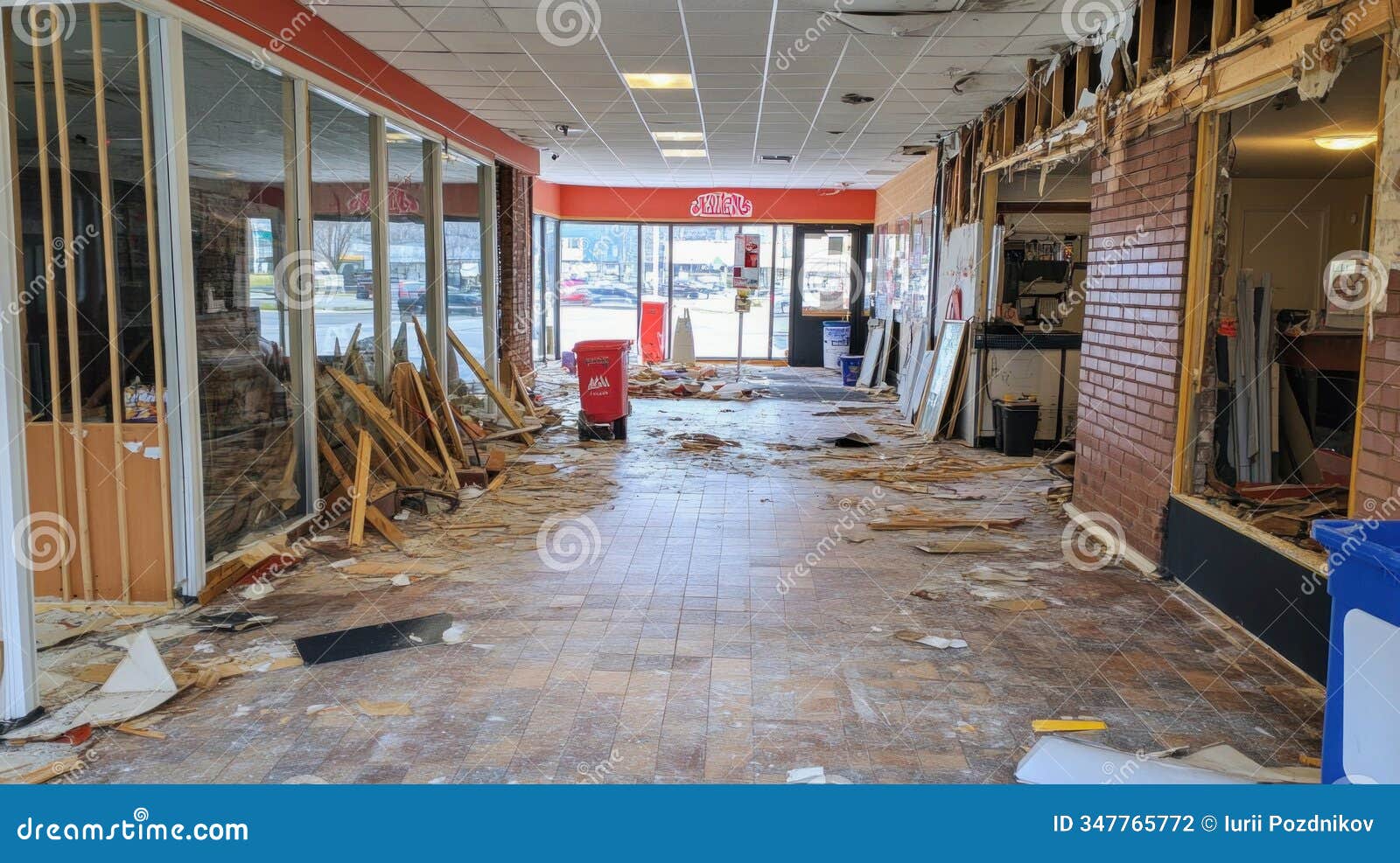 Demolition Work in Progress Inside a Building, Showing Debris and ...