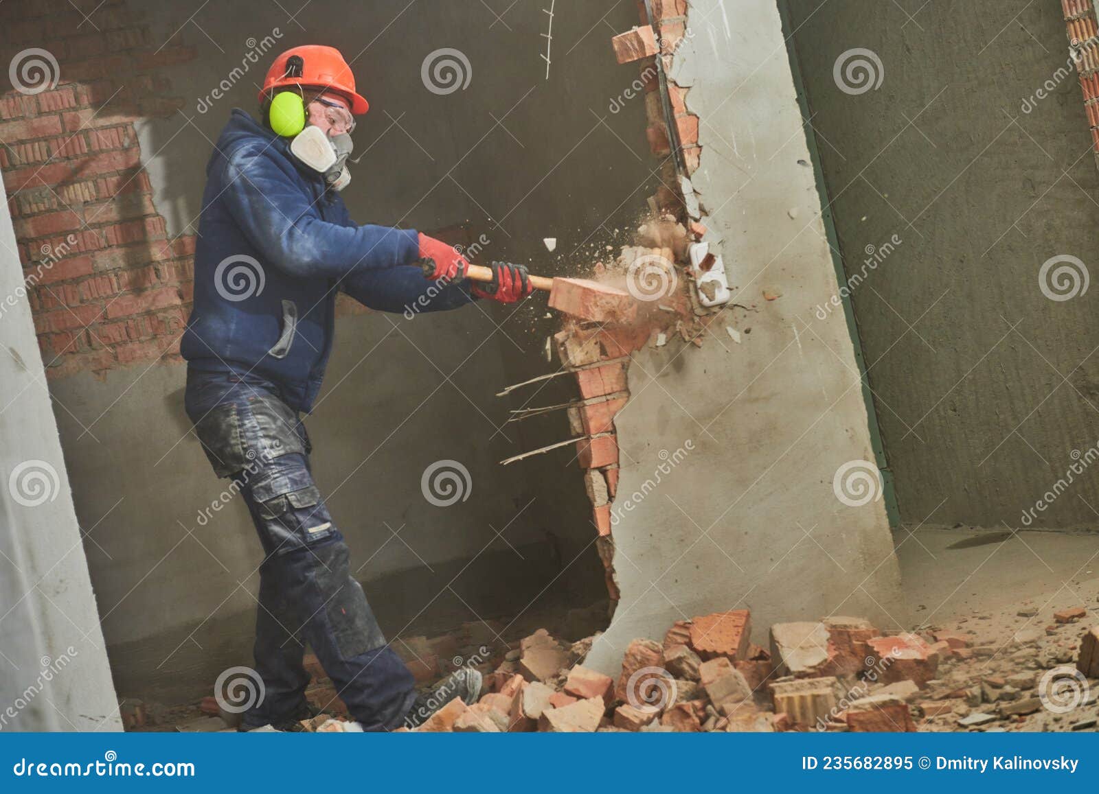 Demolition Work: A Huge Pile Of Building Rubble And Demolition ...