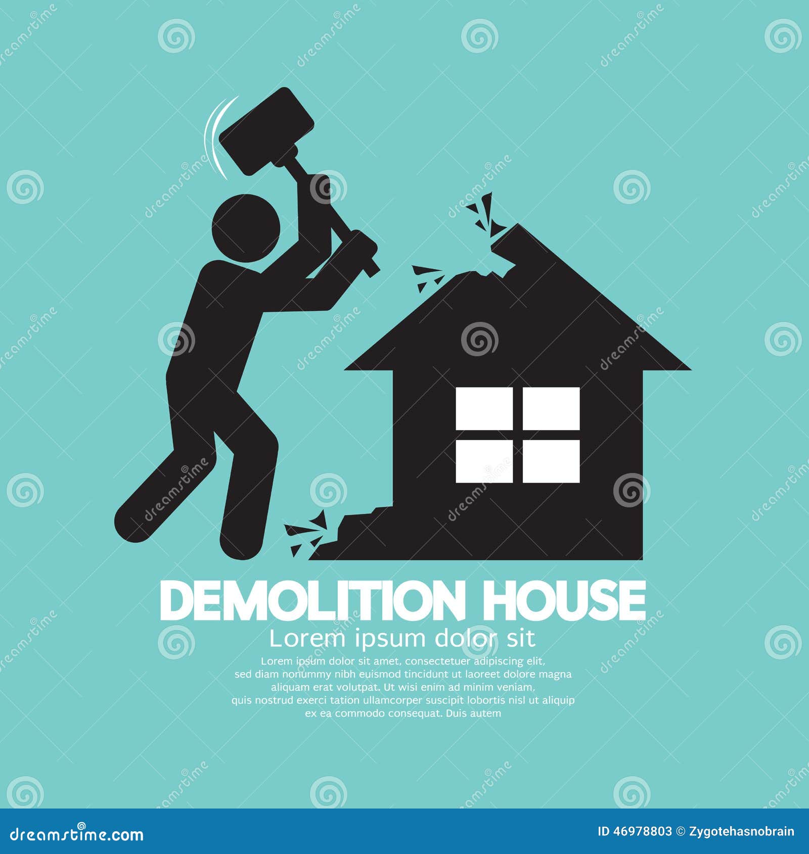 Demolition Worker Smashing House with Hammer Stock Vector ...