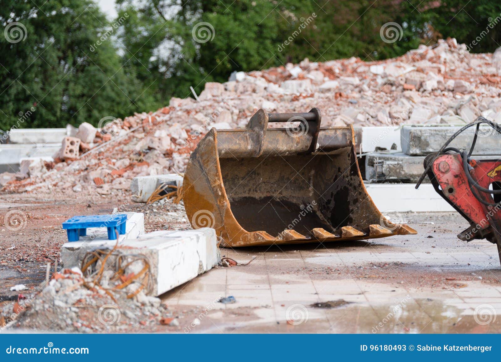 Demolition works stock image. Image of machinery, dust - 96180493