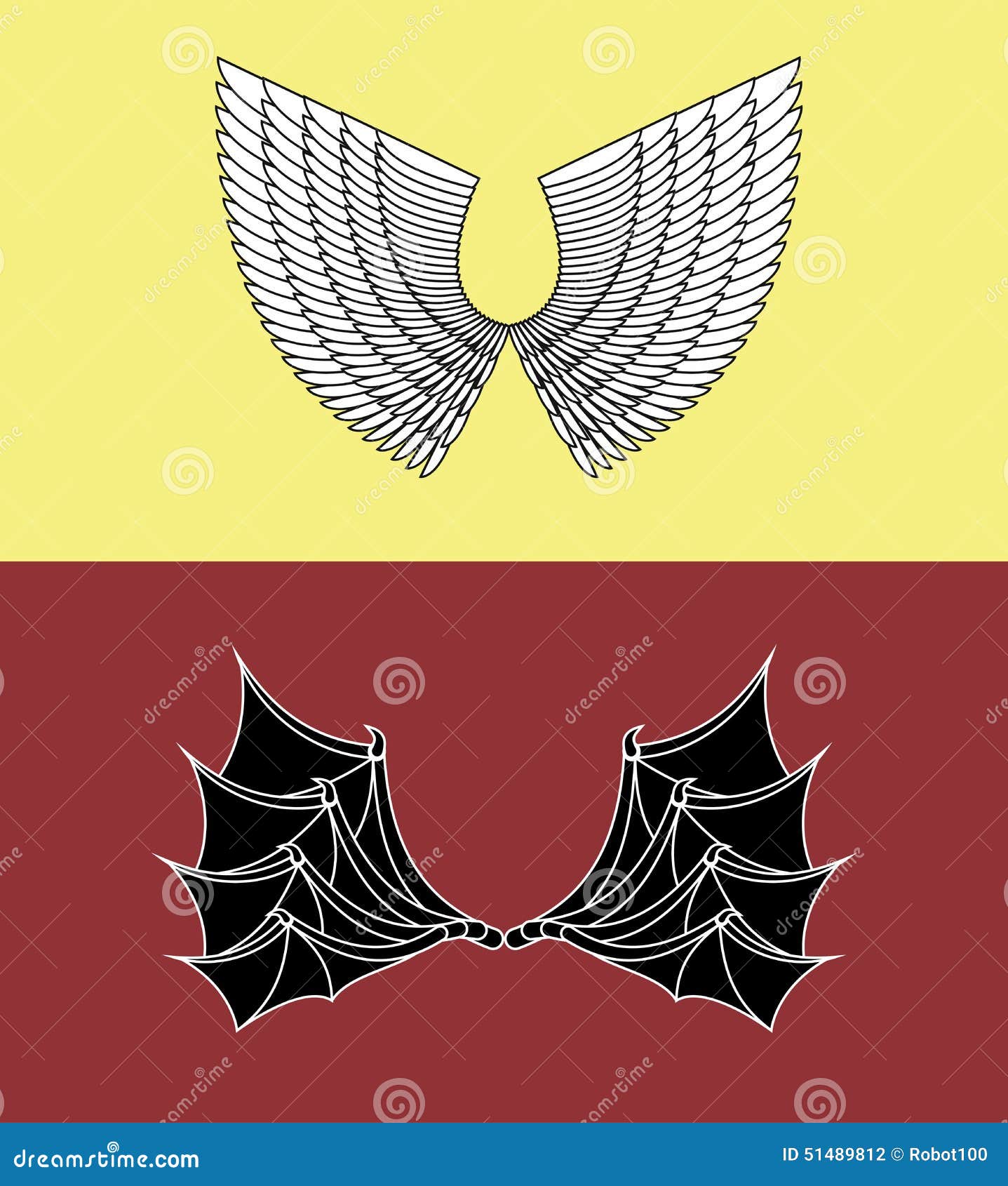 Demon and Angel Wings stock vector. Illustration of devil - 51489812