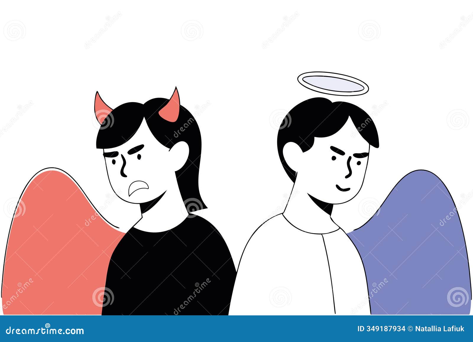 Demon and Angles Characters. Good and Evil Concept Design Stock Vector ...